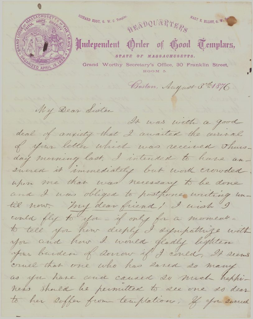 Rare Temperance Letter Provides Insights into the Lives of Women ...